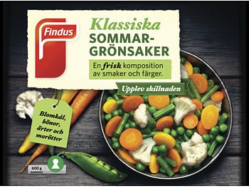 Sommargrönsaker Fryst (Findus) - Så många kalorier innehåller en ...